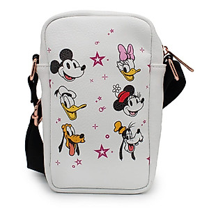 Buckle Down Disney Bag, Cross Body, The Sensational Six Smiling Faces with Stars, White, Vegan Leather