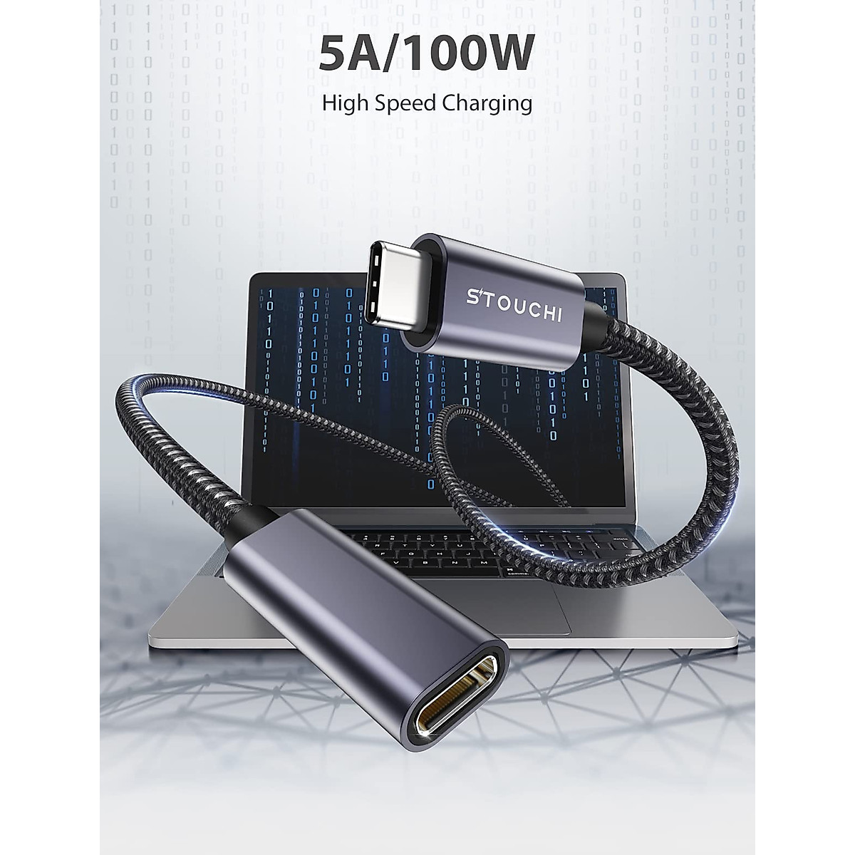 Stouchi USB C Extension Cable 6FT/1.8M, PSVR2 Extension Cable Type C 3.1 Male to Female Fast Charging & Audio Data Transfer for iPhone15, iPad Mini/pro, MacBook Air M2/ M1 Mac Mini/pro, Mag- Safe