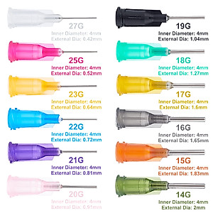 BENECREAT 144PCS 0.5 Inch 12 Different Gauge Blunt Tip Syringe Needles Dispensing Needle with Lure Lock for Refilling Liquid Inks and Syringes, Christmas Crafts Supplies