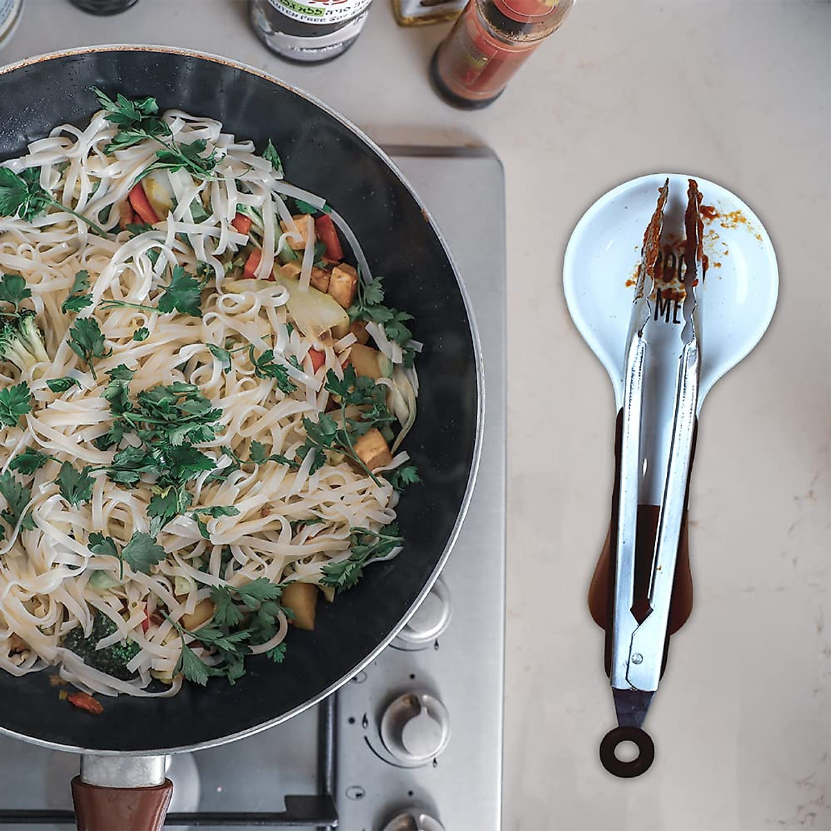 MAVOJI Spoon Rest for Stove Top – Large Farmhouse Spoon Holder for Kitchen Counter, Ceramic Utensil Holder for Big Cooking Spoon, Slotted Spoon, Spatula, Ladle, Serving Spoon, Tongs