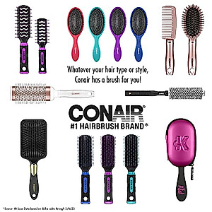 The Knot Dr. hair brush by Conair - Detangling hair brush - Travel Brush - wet brush - Removes Knots and Tangles in wet or dry hair - Purple