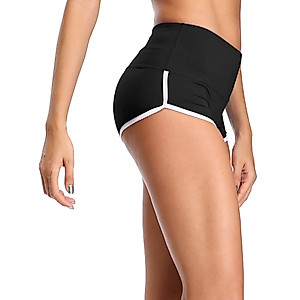 CADMUS Women's Workout Yoga Gym Shorts,1301,Black,Medium