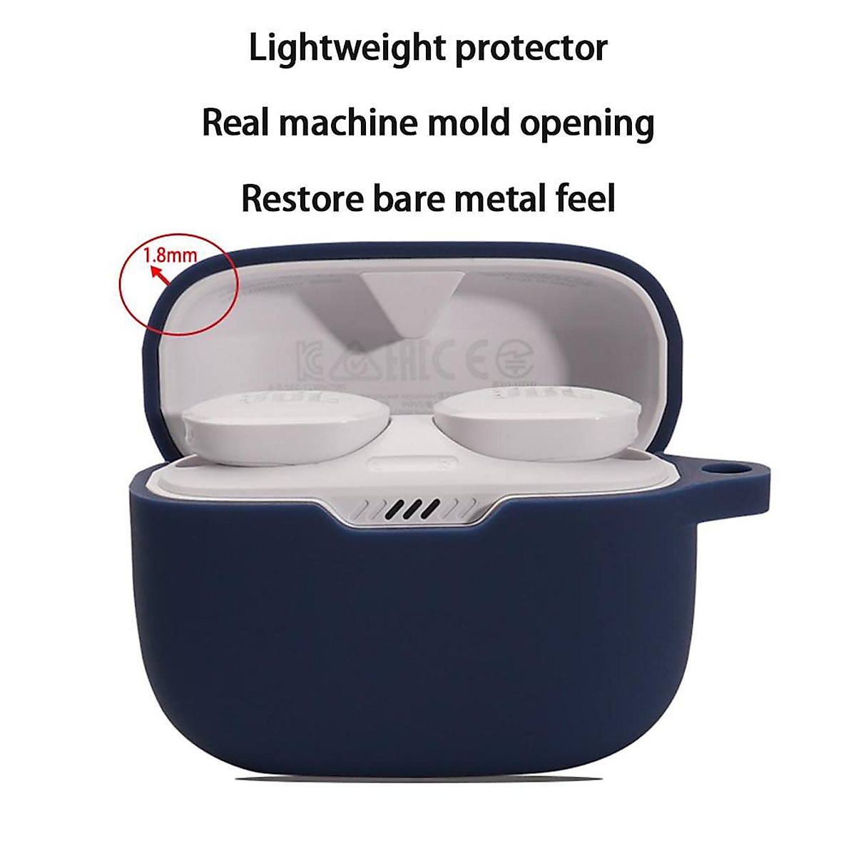 Silicone Cover for JBL Tune 230NC TWS Wireless Earphone Silicone Protective Cover, Portable Scratch and Shock Proof Cover with Carabiner(Pink)