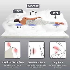 HOMBYS Memory Foam Massage Bed Mattress Topper with Cooling Rayon Derived from Bamboo Cover, Massage Table Mattress Topper with Elastic Bands, Non-Slip Lash Bed Cushion Only (Bed Not Included)