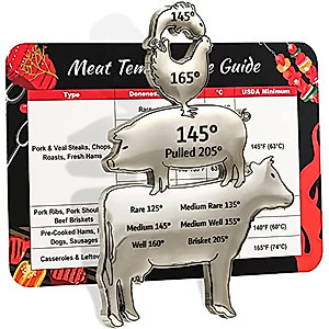 2023 Upgraded Meat Temperature Metal Magnet&Chart with Internal Temperatures Cooking Time,BBQ Smoking Meat Accessories Grilling Gifts for Smoker Men Dad Unique,Cute Meat Tempe Guide Magnet Decor