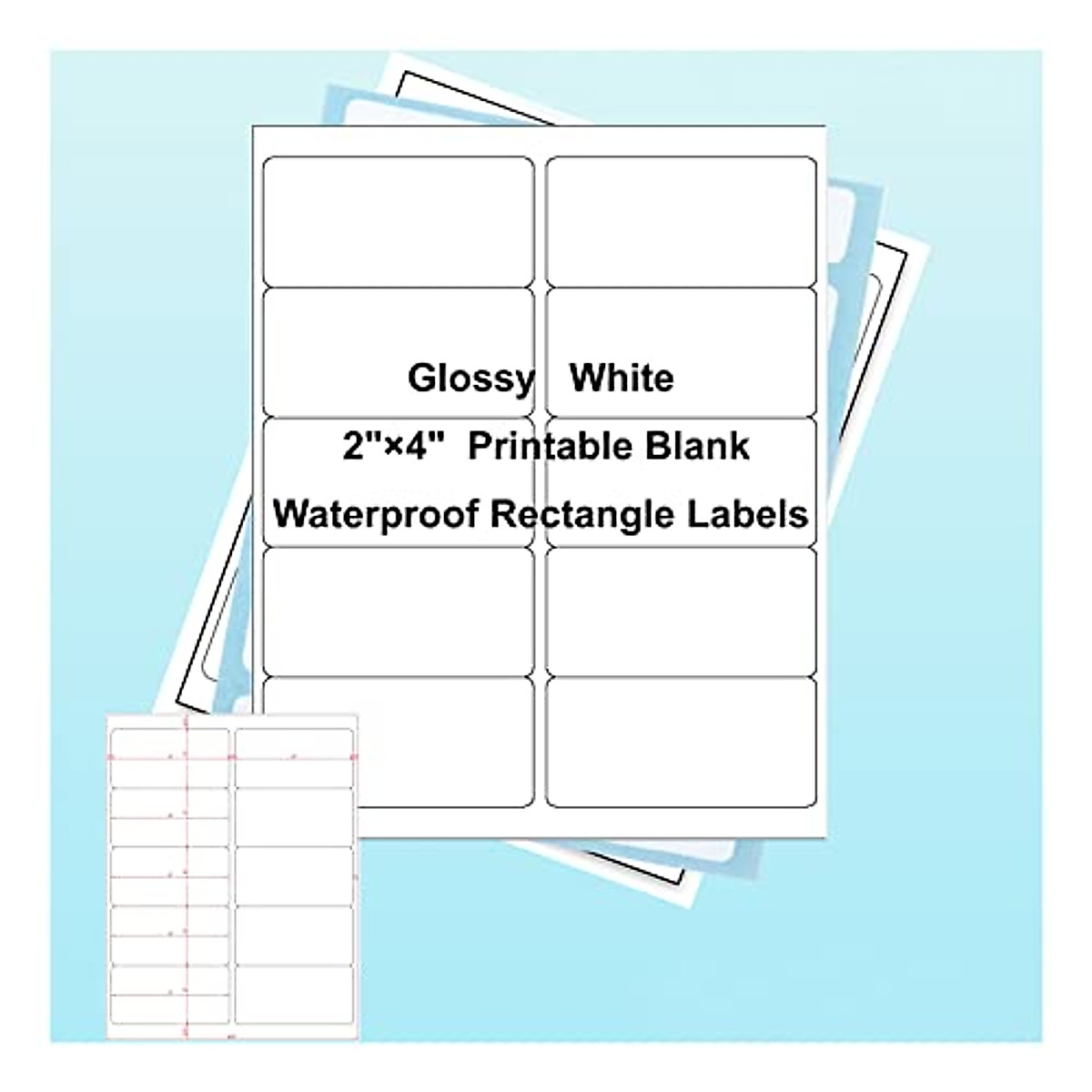 200 Labels Glossy White Waterproof Rectangle Labels,2"×4" Printable Blank Shipping Labels,Oil-Resistant Rectangle Vinyl Labels for Inkjet/Laser Printer