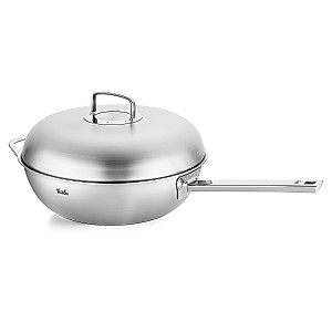 Fissler Original-Profi Collection Stainless Steel 12.6 Inch, 6.7 Quart Multi Ply Wok with High Dome Metal Lid