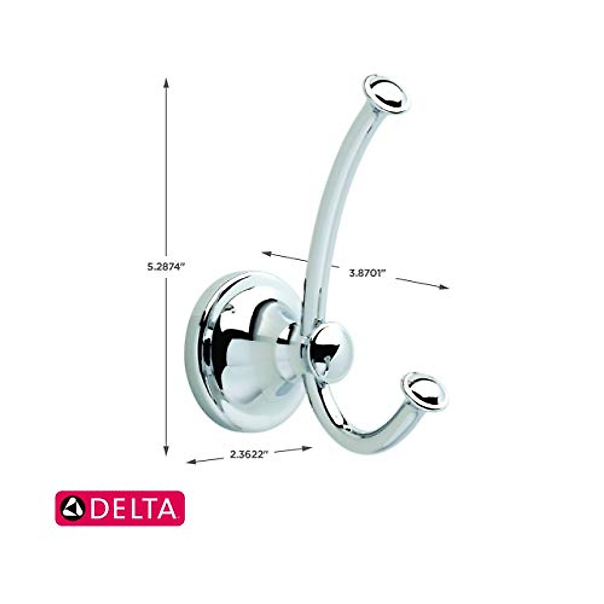 Delta Faucet 132890, Bathroom Accessories, Silverton Towel Hook, Polished Chrome