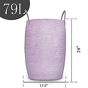 hampers for laundry hamper basket Purple blanket clothes woven cotton rope blankets living room large tall with handles modern cloth dorm dirty big throw basket with fabric toy cloths round