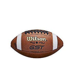 Wilson GST Leather Game Football - Brown, Junior Size