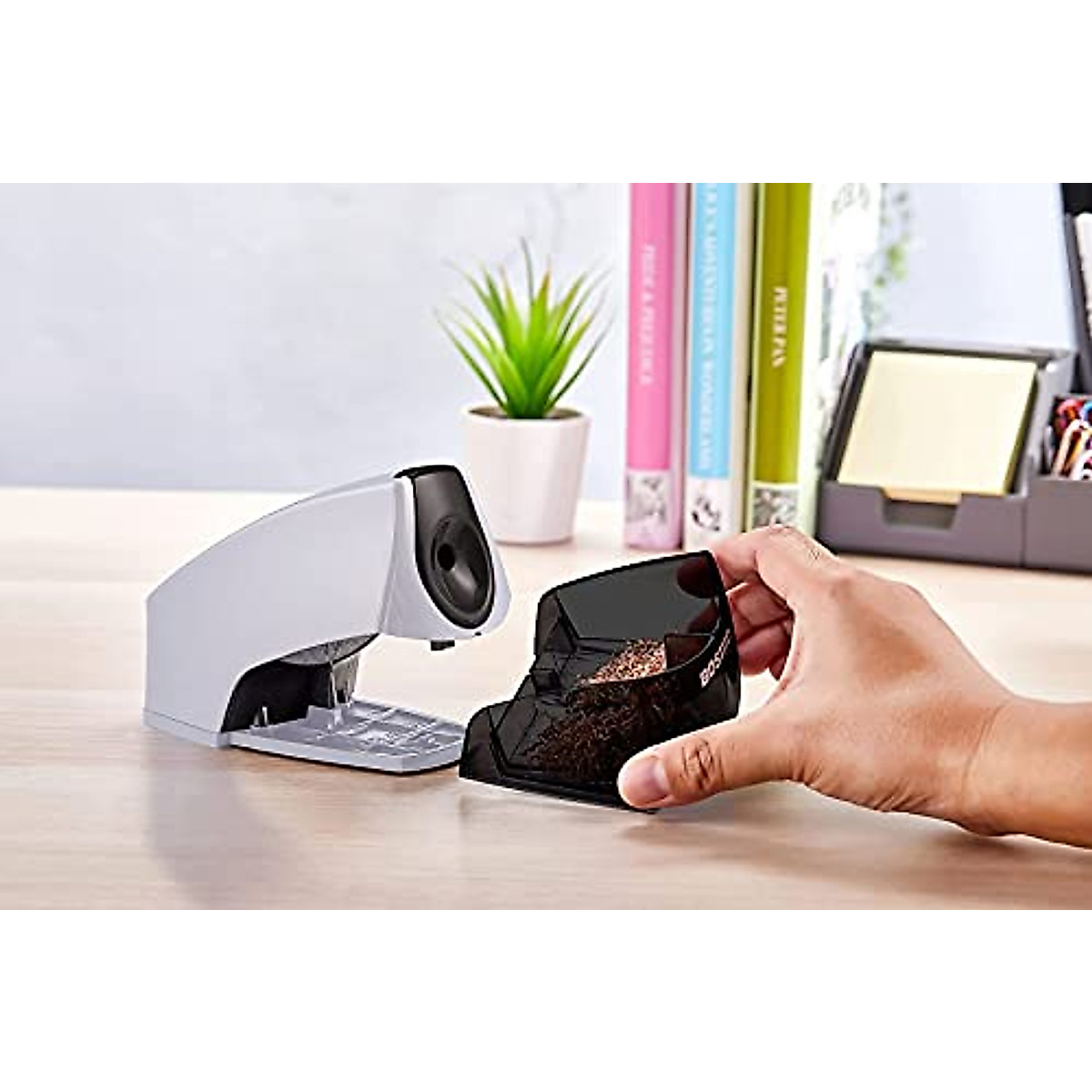 Bostitch Personal Electric Pencil Sharpener - Electrical Automatic Powerful Motor for Fast Sharpening - Compact Electric Sharpener - Includes Sharpening Tray & Safety Switch for Home, School, Office