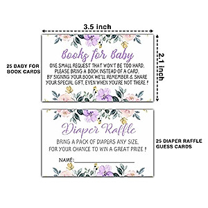Baby Shower Invitation Kit, Diaper Raffle Games, Books For Baby, Blush Pink Floral Baby Gender Reveal Fill In Invites Cards, Each Design 25 Cards & 25 Envelopes （A Total of 100 set） - BABYSET-001