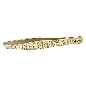 Hair Removal Tweezer by Revlon, Gold Series Slant Titanium Coated, Diamond Particles For Maximum Grip, High Precision Tweezers for Men, Women & Kids ( Pack of 1)