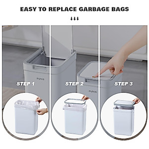 funest Bathroom Trash Can with Lid, 2 Pack Small Garbage Can for Bedroom with Pop-Up Lid, S01 Dog Proof Trash Bin, Plastic Wastebasket for Office, Living Room (3.6 Gal with Lid + 2.4 Gal with Lid)