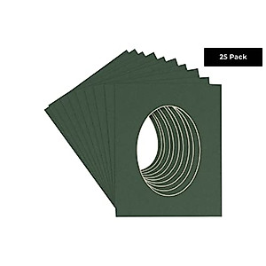 CountryArtHouse Hunter Green Acid Free 17x23 Oval Picture Frame Mat with White Core Bevel Cut for 14x20 Pictures - Fits 17x23 Frame - Pack of 25 Matboards