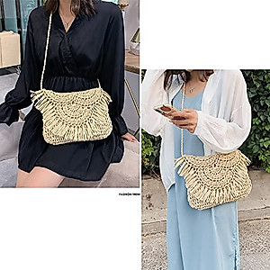 JBR Women's Cotton Crochet Tassel Shoulder Purse Bohemian Messenger Bag Handmade Beach Bag