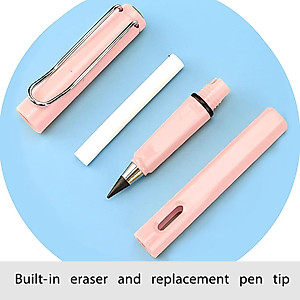 Vanleonet 6 Sets Forever Pencils with Erase, Inkless Magic Pencil, Infinity Reusable Pencil,Pencil That Never Everlasting Pencil, Endless Pencil with 18Pcs Replacement Pencil Tips