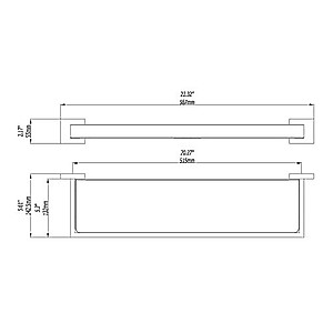 BUVELOT Bathroom Shelf,22.32 Inch Large Glass Shelf, 8mm Extra Thick Tempered Clear Glass Shelves Modern Rectangular,Matte Black,071090-MB
