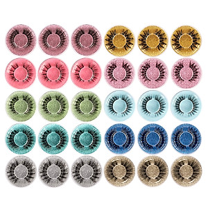 HeyAlice False Lashes Faux Mink Eyelashes 30 Pairs 10 Styles Wholesale Eye Lashes Pack 3D Volume Natural Look Wispy Fluffy Fake Eyelashes Bulk