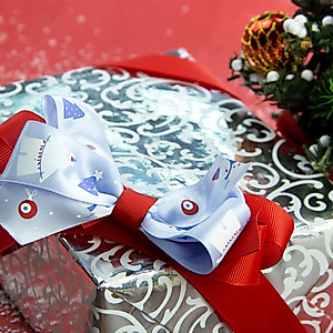 VATIN 100 Yards 1" Christmas Ribbon Printed Grosgrain Organza Satin Ribbons Metallic Glitter Fabric Ribbons 18 Rolls for Xmas Gift Package Wrapping,Winter Season Festival DIY Crafts Decor-Clearance