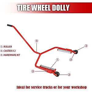 4utoHydra 300lbs Heavy Duty Tire Dolly Car Wheel Cart for Garage Workshop (Red)