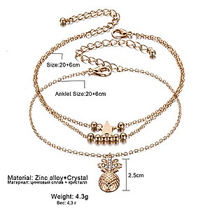 Starain 12pcs Women's Charm Anklet Set Gold Multilayer Adjustable Ankle Bracelets Boho Beach Foot Anklet for Women Girls