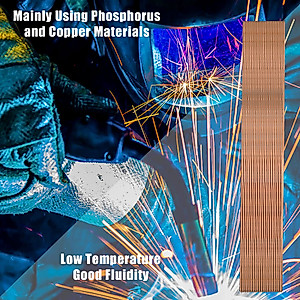 Copper Welding Rod, Selffluxing Phosphor Copper Round Welding Brazing Rod Low Temperature Easy Melt Welding Consumables for Air Conditioner Refrigerators (20Pcs, 250 x 2.5mm) (Copper)