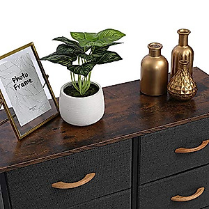 3-Tier Wide Dresser, Storage Unit with 6 Easy Pull Fabric Drawers, Metal Frame, and Wooden Tabletop, for Closet, Nursery, Hallway，Gray