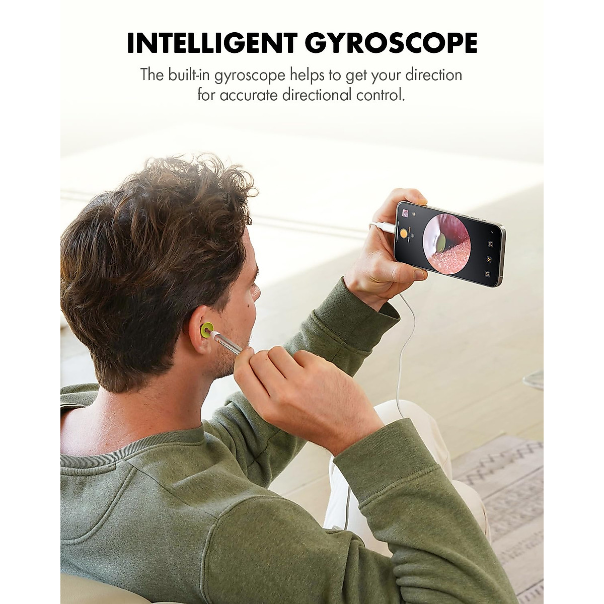 Anykit 3.9 mm Visual Digital Otoscope with 6 LED Lights and Earwax Removal Tool for Adults & Children, Compatible with iPhone & Android