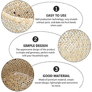 Zerodeko 2pcs Woven Waste Basket Seagrass Wicker Storage Organizer Basket Small Trash Can Desktop Trash Can Garbage Can Laundry Hamper Basket