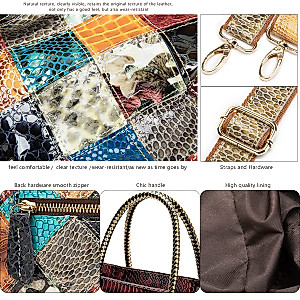 Segater Women Retro Leather Handbag Multicolor Cowhide Shoulder Purse Random Colorful Splicing Top-handle Satchels