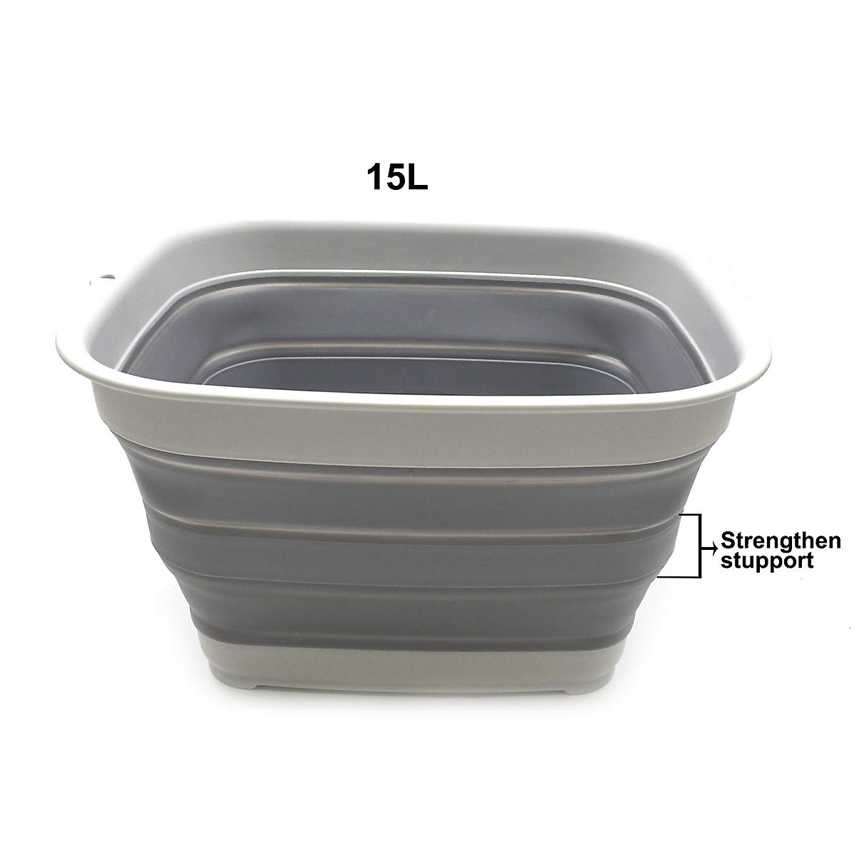 SAMMART 15L (3.9 Gallon) Collapsible Tub - Foldable Dish Tub - Portable Washing Basin - Space Saving Plastic Washtub (Dark Grey (Set of 2))