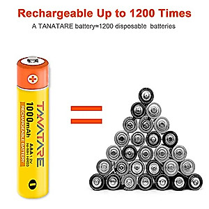 Tanatare Rechargeable AAA Batteries (4 Count) 1000mAh NiMH AAA Recharegeable Batteries, High Capacity, Pre-charege