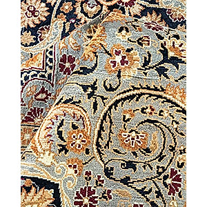 Solo Rugs One of a Kind Hand Knotted Hand Made Wool Traditional Floral Mogul Gray 8 x 10 Area Rug