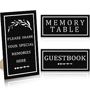 3 PCS Wooden Funeral Table Signs Wood Share Memory Sign Black Guest Book Sign Celebration of Life Funeral Memorial Sign Table Decoration Condolence Sign for Funeral Decorations Celebration of Life