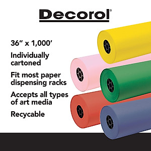 Pacon 101209 Decorol Flame Retardant Art Rolls, 40 lb, 36" x 1000 ft, Black