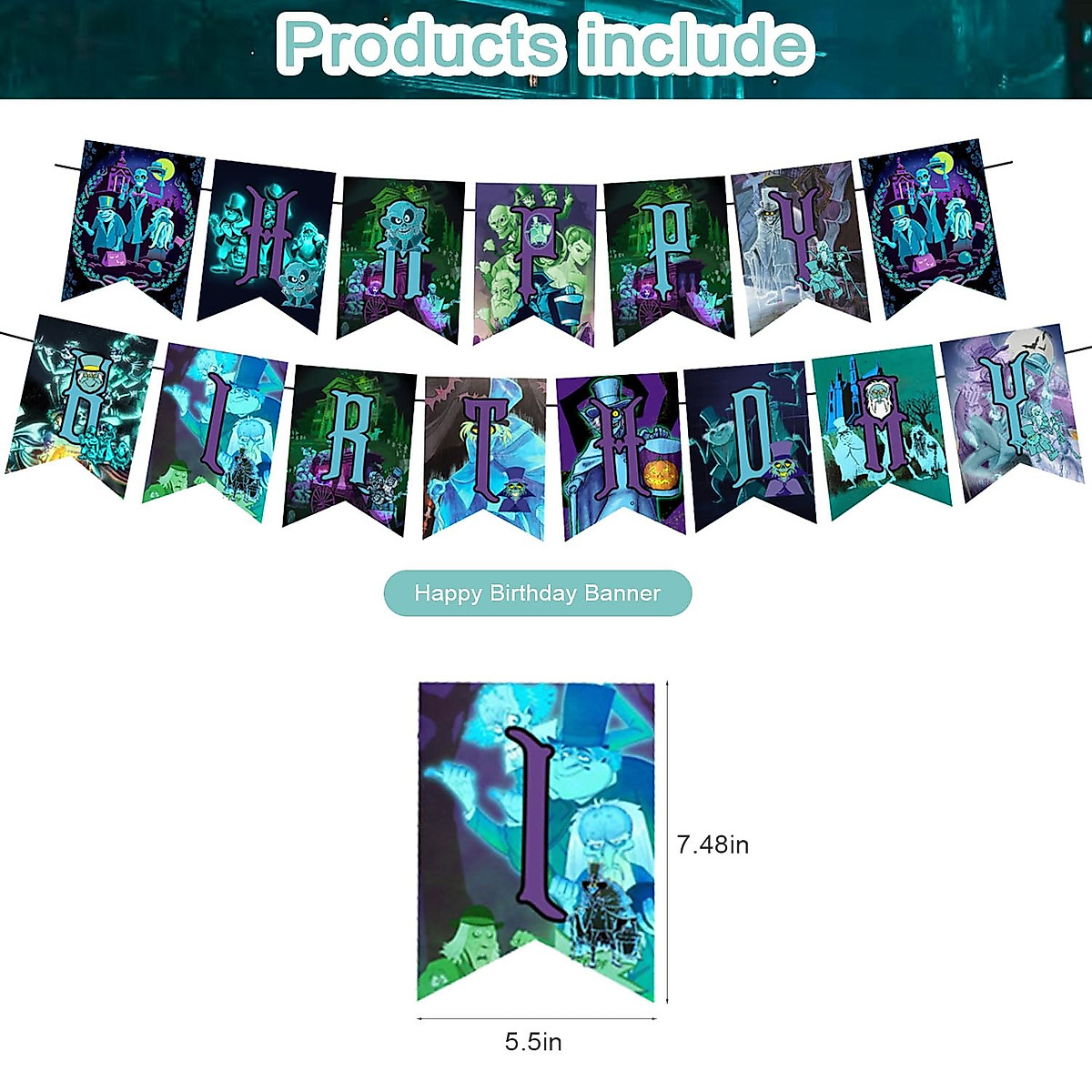 𝓗𝓪𝓾𝓷𝓽𝓮𝓭 𝓜𝓪𝓷𝓼𝓲𝓸𝓷 Party Decorations, Birthday Party Supplies from 𝓗𝓪𝓾𝓷𝓽𝓮𝓭 𝓜𝓪𝓷𝓼𝓲𝓸𝓷 Party Supplies include Banners - Cake Toppers - 12 Cupcake Toppers - 18 Balloons