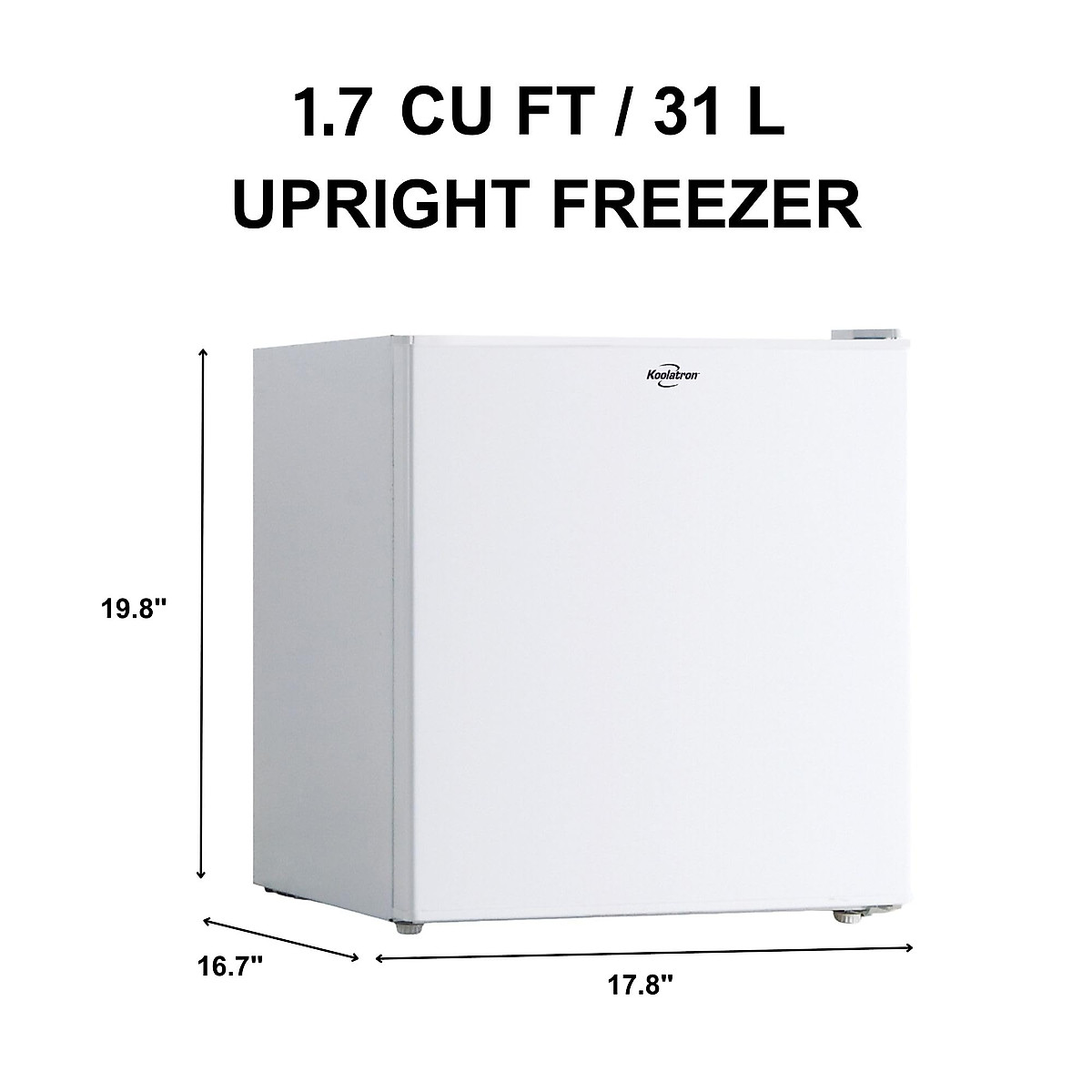 Koolatron 1.7 Cu Ft Compact Fridge With Freezer, White, Compressor Mini Fridge, Reversible Door, Flat Back, Removable Shelf, For Snacks, Frozen Meals, Beverages, Beer, College Dorm, Office, Rec Room