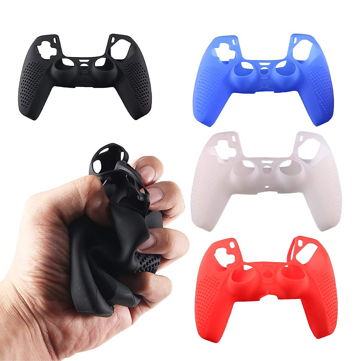 Paddsun PS5 Silicone Controller Grip Case Cover Skin Hand Grips for Play Station 5 Protector Anti-Slip Cover, Pack of 4