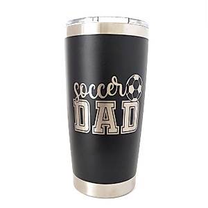 20 oz Soccer Dad Coffee Travel mug with lid (Black), Insulated Tumbler, Soccer Gifts for Men, Stainless Steel Coffee Mug