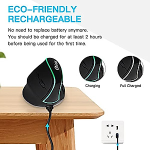eirix Ergonomic Vertical Wireless Mouse: Rechargeable RGB Ergo Mouse with 3200 Adjustable DPI, Removable Palm Rest, Compatible with Windows and MAC OS