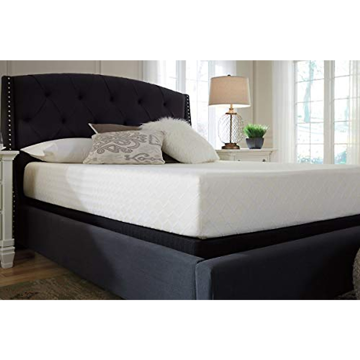 Signature Design by Ashley Queen Size Chime 10 Inch Medium Firm Memory Foam Mattress with Green Tea & Charcoal Gel