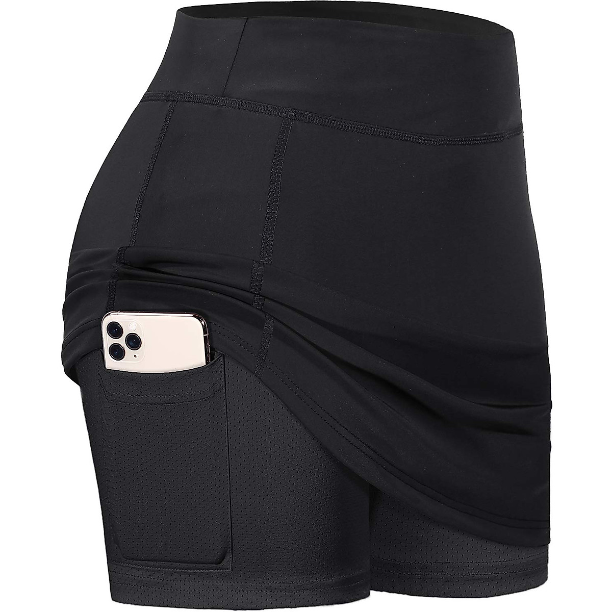 BLEVONH Womens Summer Tennis Skirts with Shorts Underneath, Pickleball, Athletic, Workout and Golf Skorts with Pockets Black Medium