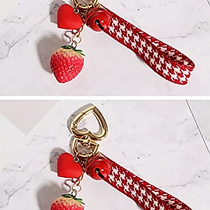 PRETYZOOM Strawberry Design Key Ring Bag Pendant Key Holder Hanging Ornament