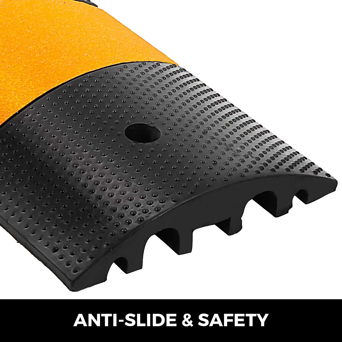 Happybuy 2pcs 6 Feet Rubber Driveway Modular Heavy Duty Speed 72.4 x 12 x 2.4 Inch Cable Protector Ramp for Garage Gravel Roads Asphalt Concrete, 2Pack-6Ft-Speed Bump