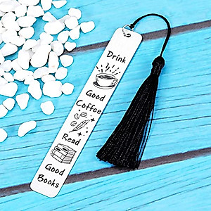 Book Lovers Gifts Book Mark with Tassel for Book Lovers Coffee Lovers Bookmarks for Women Men Best Friends Teacher Daughter Bookworms Book Readers Birthday Christmas Book Club Gifts Stocking Stuffers