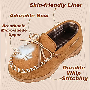 NCCB Boys Slippers Girls Slippers Moccasin Memory Foam Winter Nonslip Indoor Outdoor Slippers Beige 1