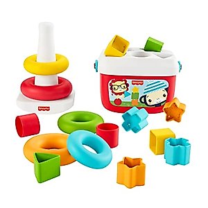 Fisher-Price Baby's First Blocks and Rock-a-Stack gift set, 2 plant-based toys for infants ages 6 months and older