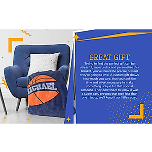 Personalized Custom Basketball Fleece and Sherpa Throw Blanket for Kids Youth Basket Ball Indoor Outdoor Blankets Boys Girls Toddler Mini Hoop Fans Toys Apparel