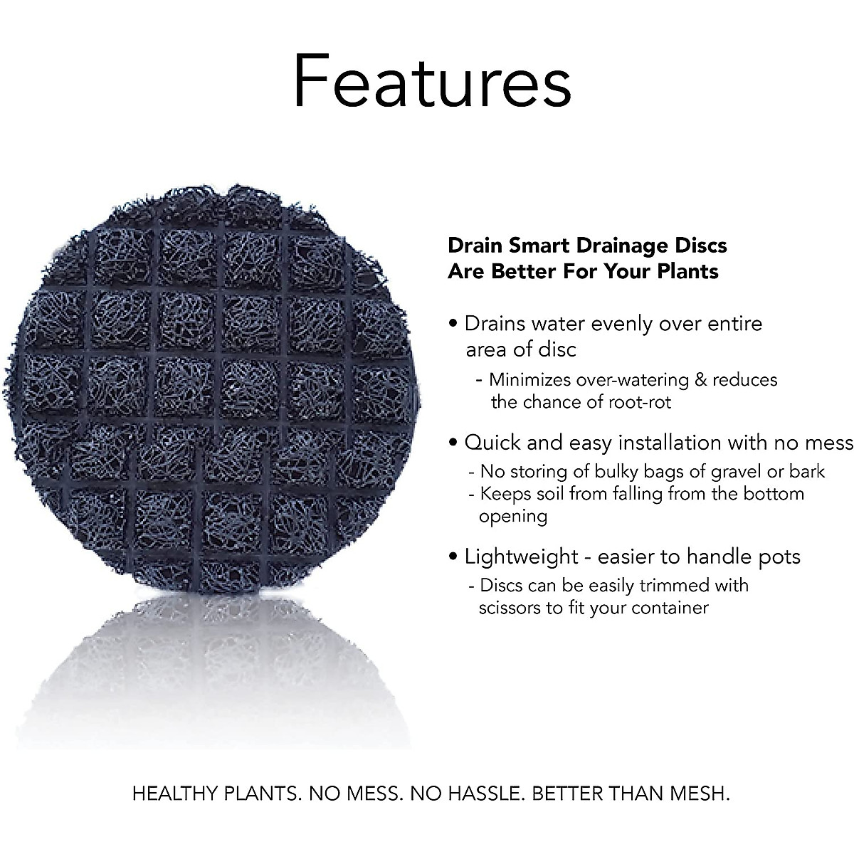 Drain Smart 6” 5-Pack 3D Mesh Drainage Discs - Perfect for Indoor/Outdoor Potted Plants | Container Gardening | Plant Pot Liner Minimize Root Rot | Made in The USA